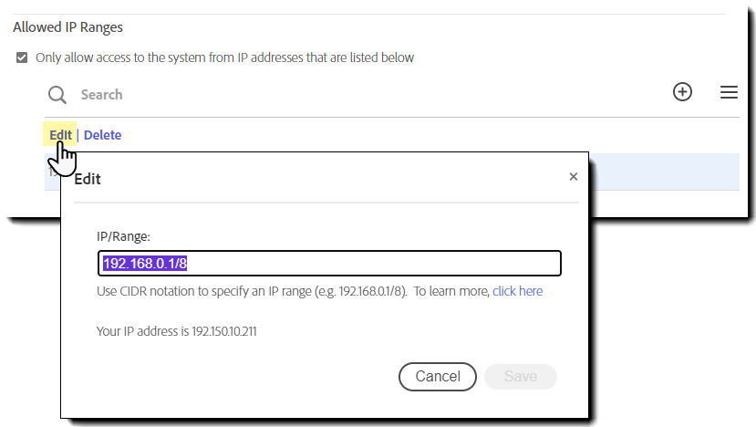 Restrict access to your account using IP address ranges